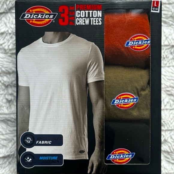 Dickies | Shirts | Nwt Mens Dickies 3 Pack Premium Cotton Crew Tshirts ...